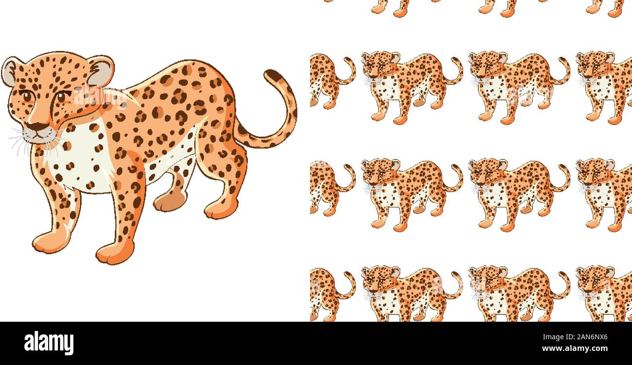 Seamless background design with cute cheetah illustration Stock Vector ...