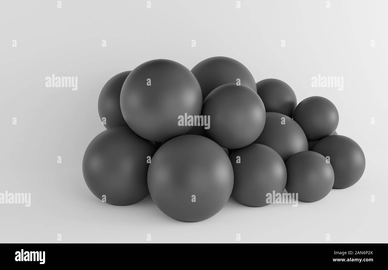Dark spheres on a white background. 3d rendering Stock Photo - Alamy