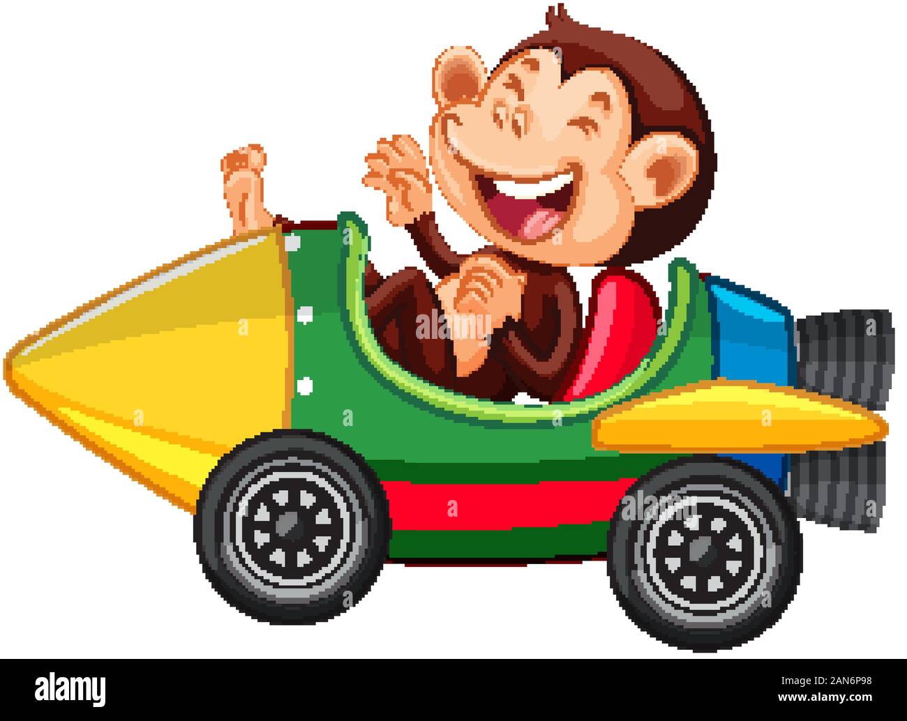Monkey riding and laughing on toy car illustration Stock Vector Image ...