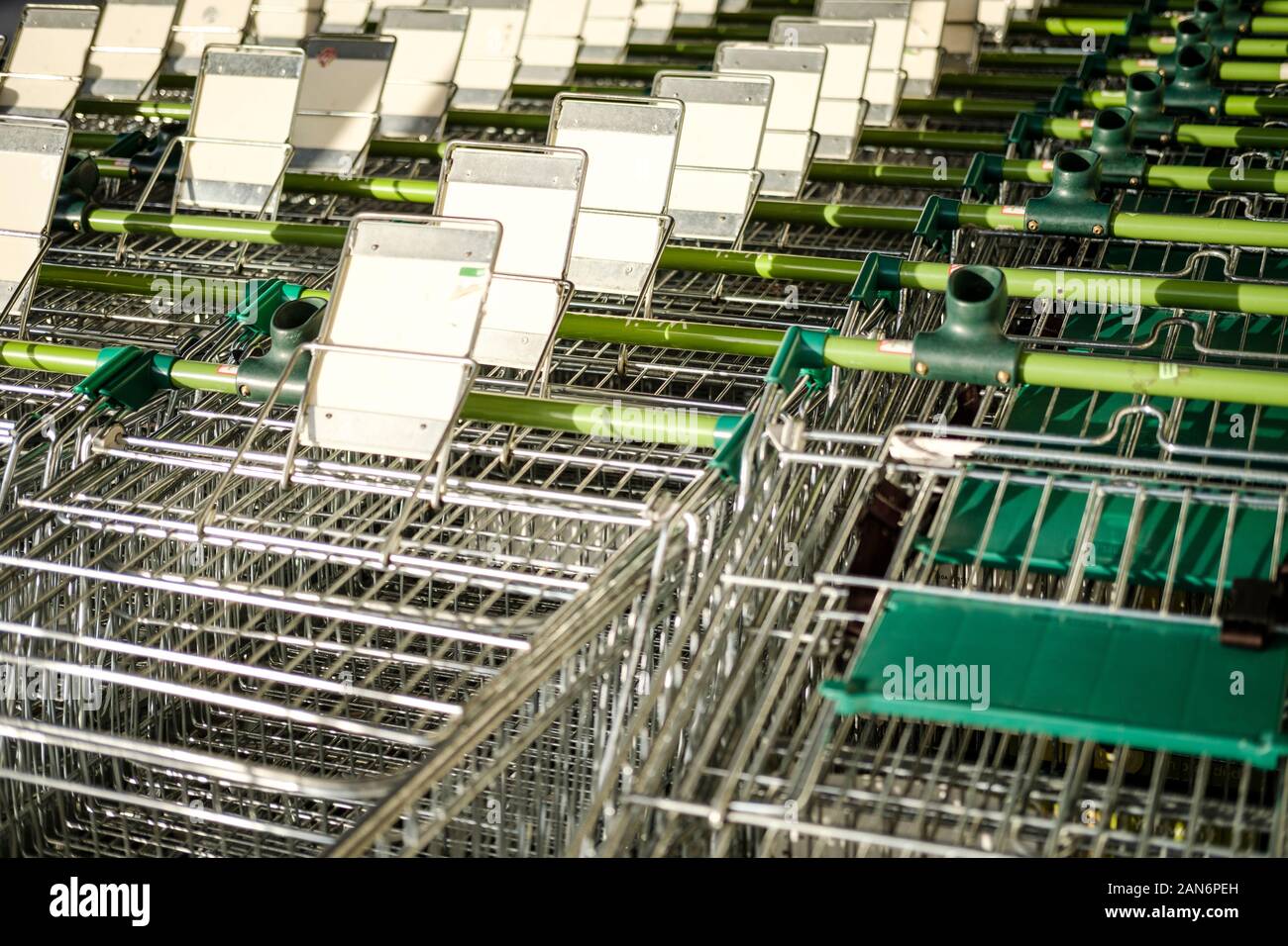 Supermarket trolleys collected Stock Photo - Alamy