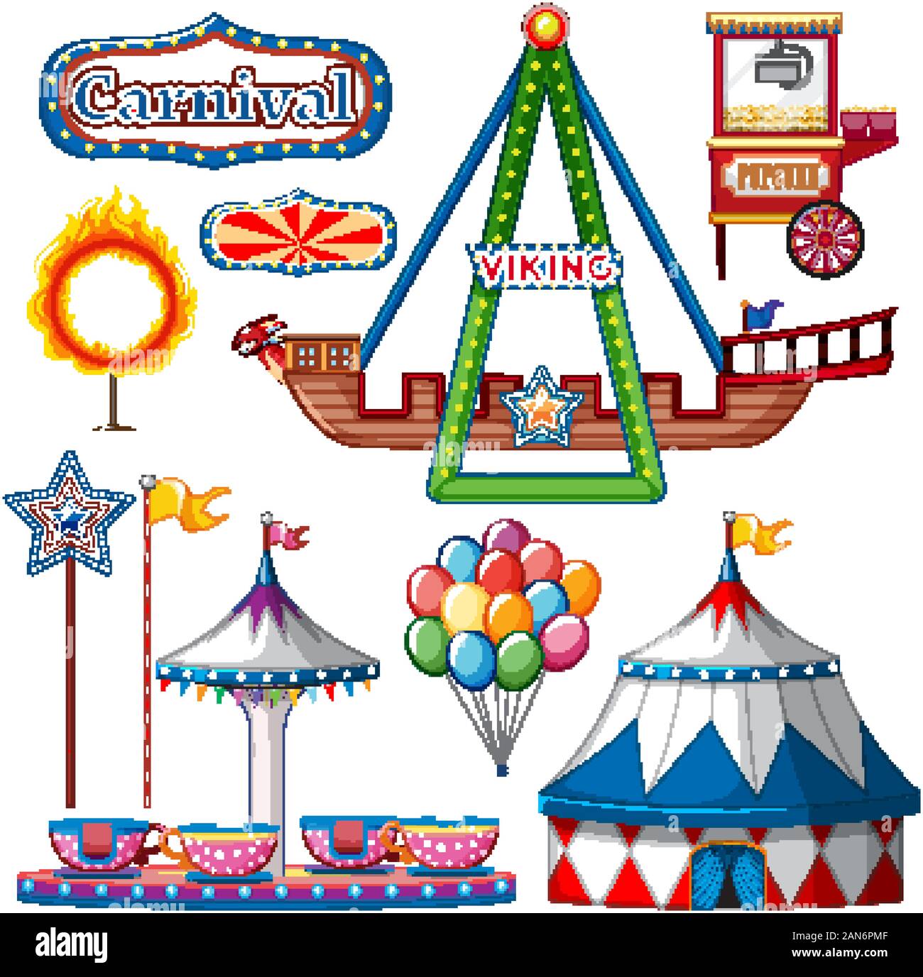 Set of circus items on white background illustration Stock Vector Image ...