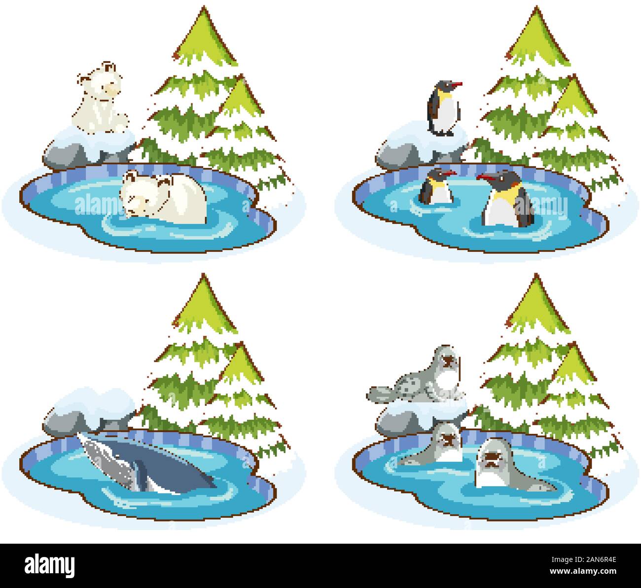 Four scenes with many animals illustration Stock Vector Image & Art - Alamy