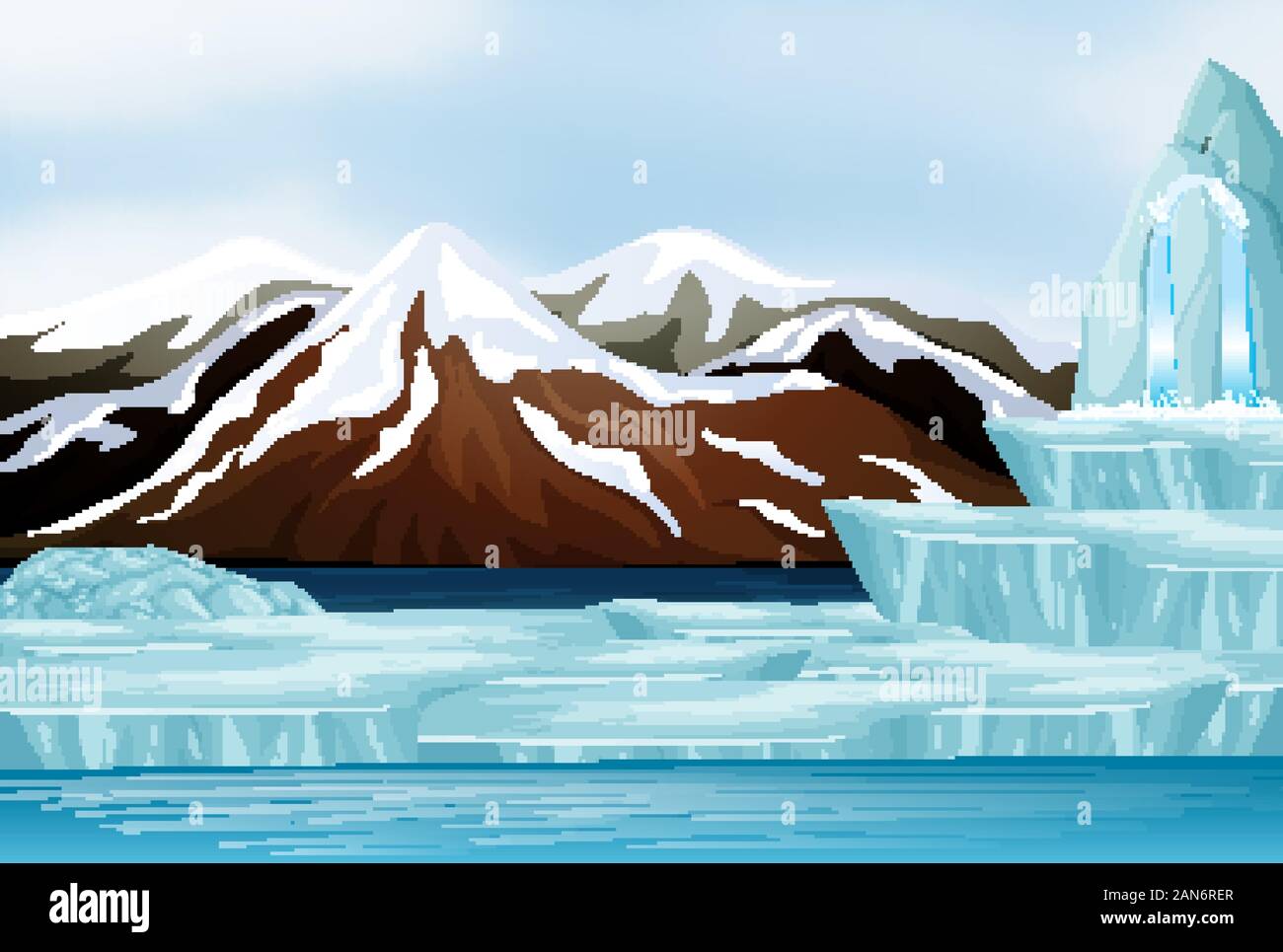 Scene with snow on top of mountain illustration Stock Vector Image ...