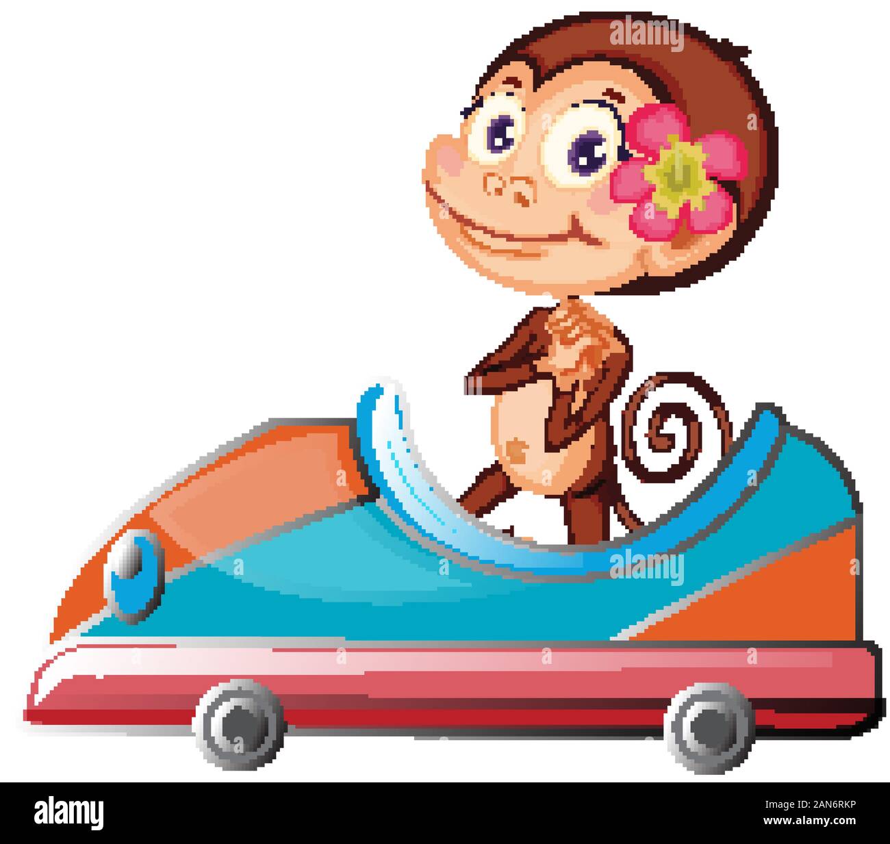 Cute monkey riding on toy car illustration Stock Vector Image & Art - Alamy