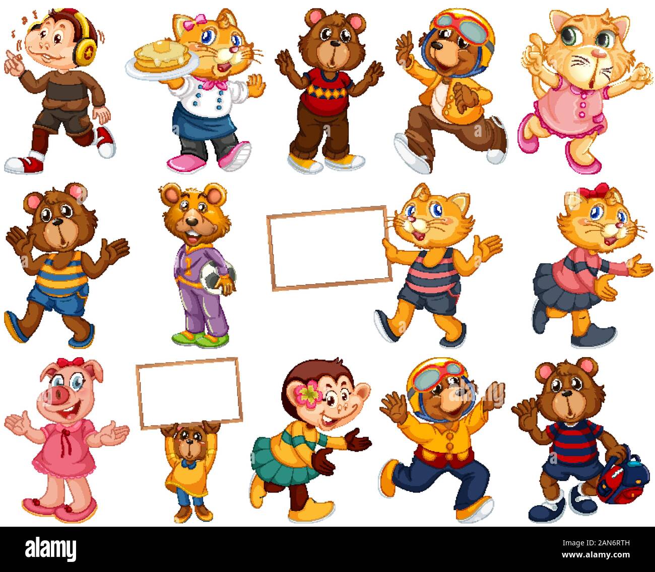 Animals acting in human-like actions and poses illustration Stock ...