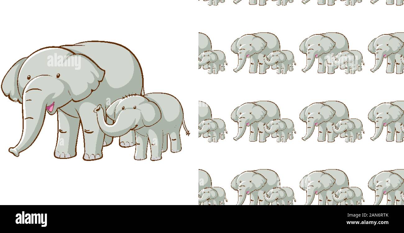Seamless background design with gray elephant illustration Stock Vector ...