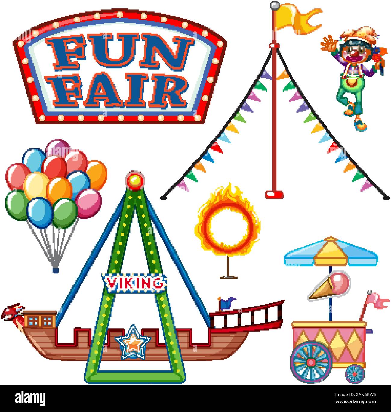 Set of circus items on white background illustration Stock Vector Image ...