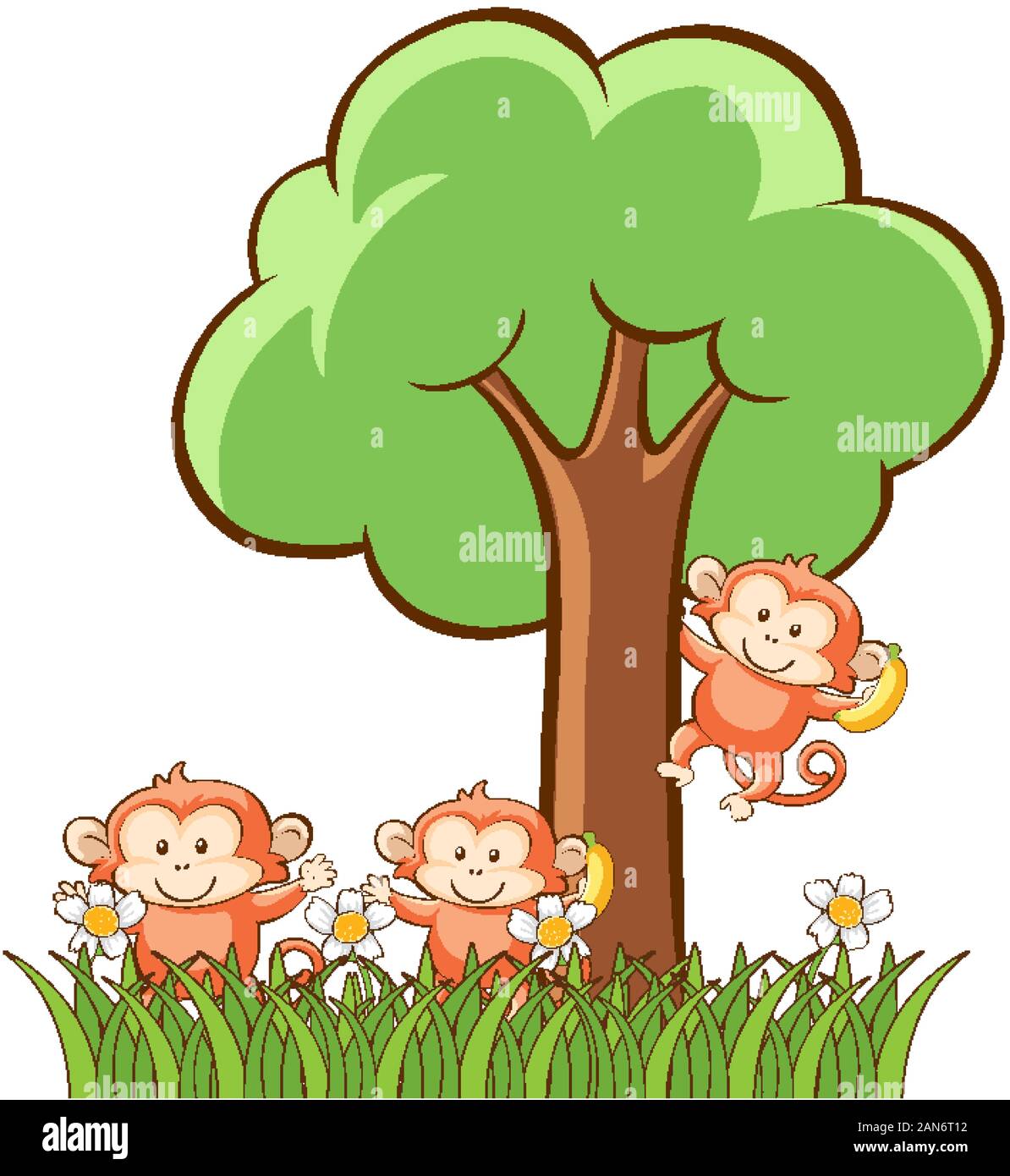 Monkeys on white background illustration Stock Vector Image & Art - Alamy