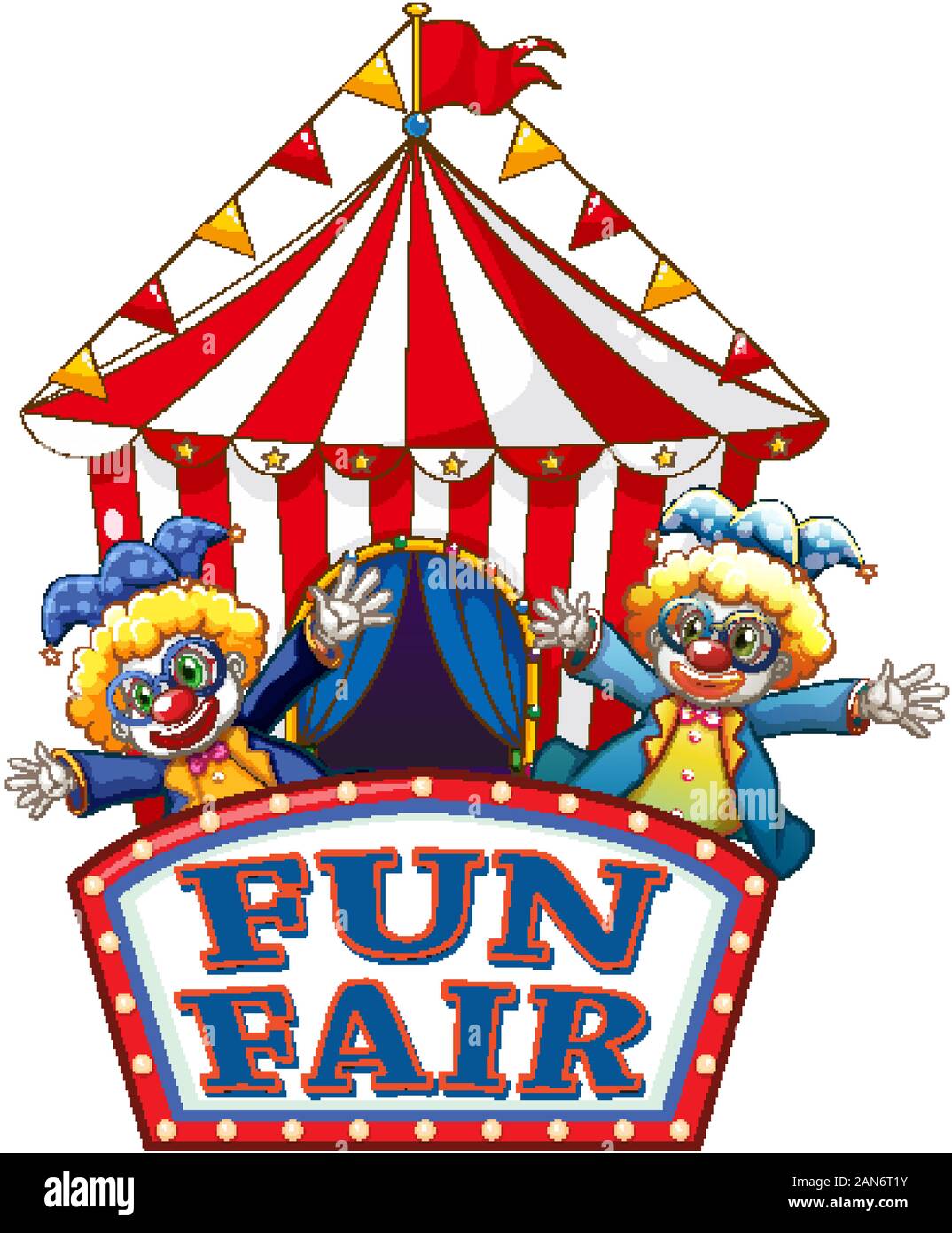 Fun fair sign template with happy clowns in background illustration ...