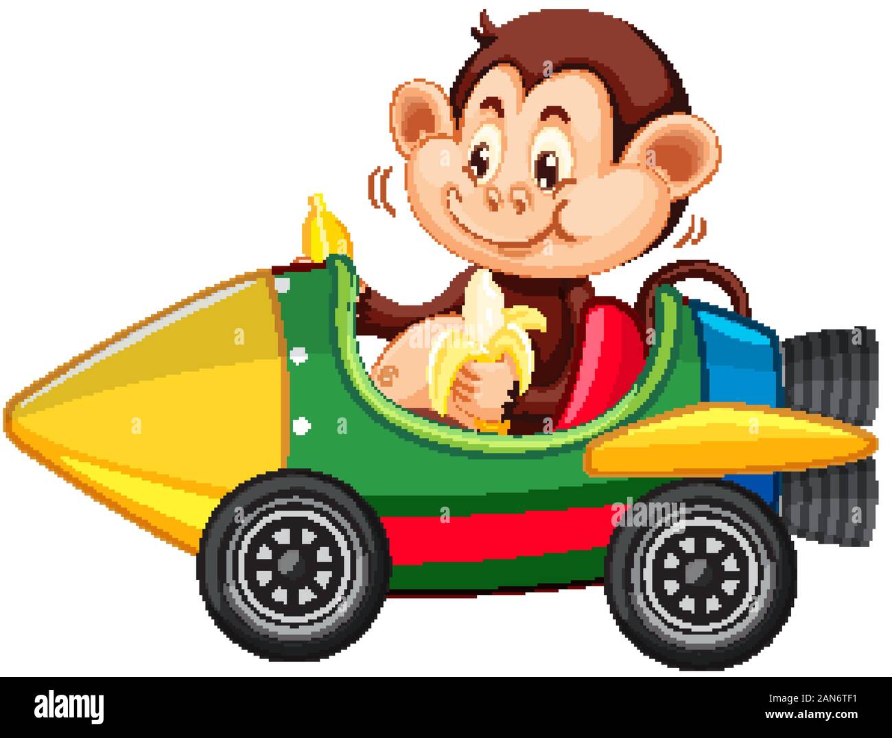 Cute monkey cartoon eating banana hi-res stock photography and images ...