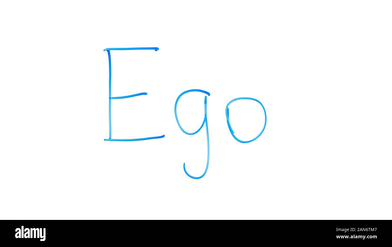 Ego word written on glass, personal development, improving self ...
