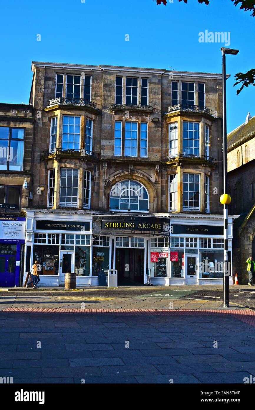 Street view of Stirling Arcade, an old Victorian shopping centre that ...