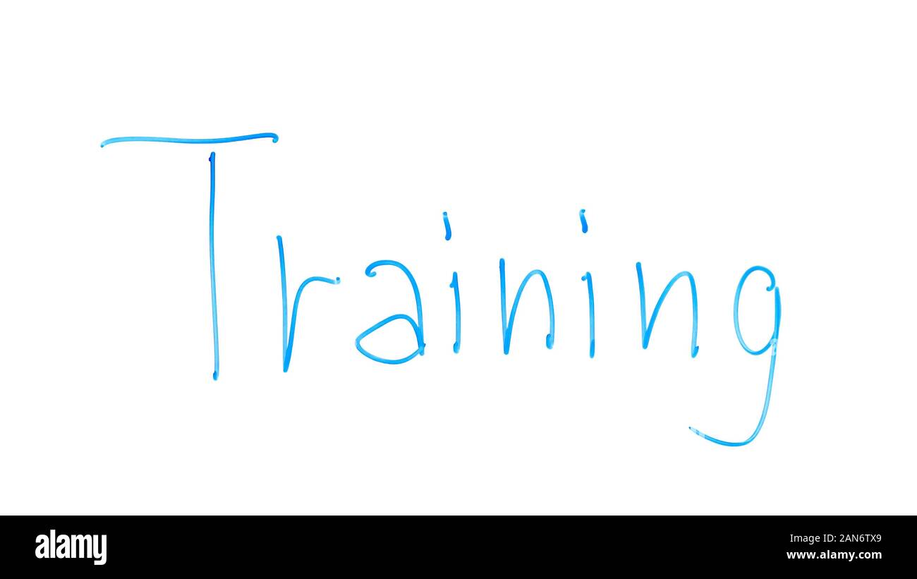 Training word written on glass, skill development, education, sport ...