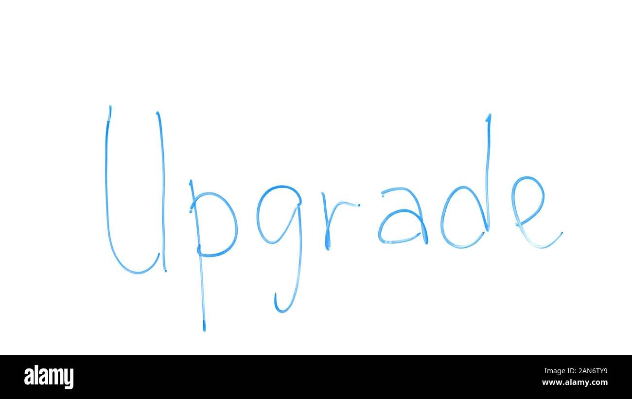 Upgrade word written on glass, renovation of systems, technical ...