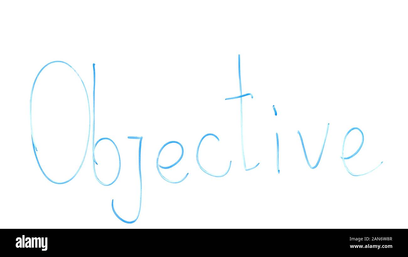 Objective word written on glass, task of marketing department ...