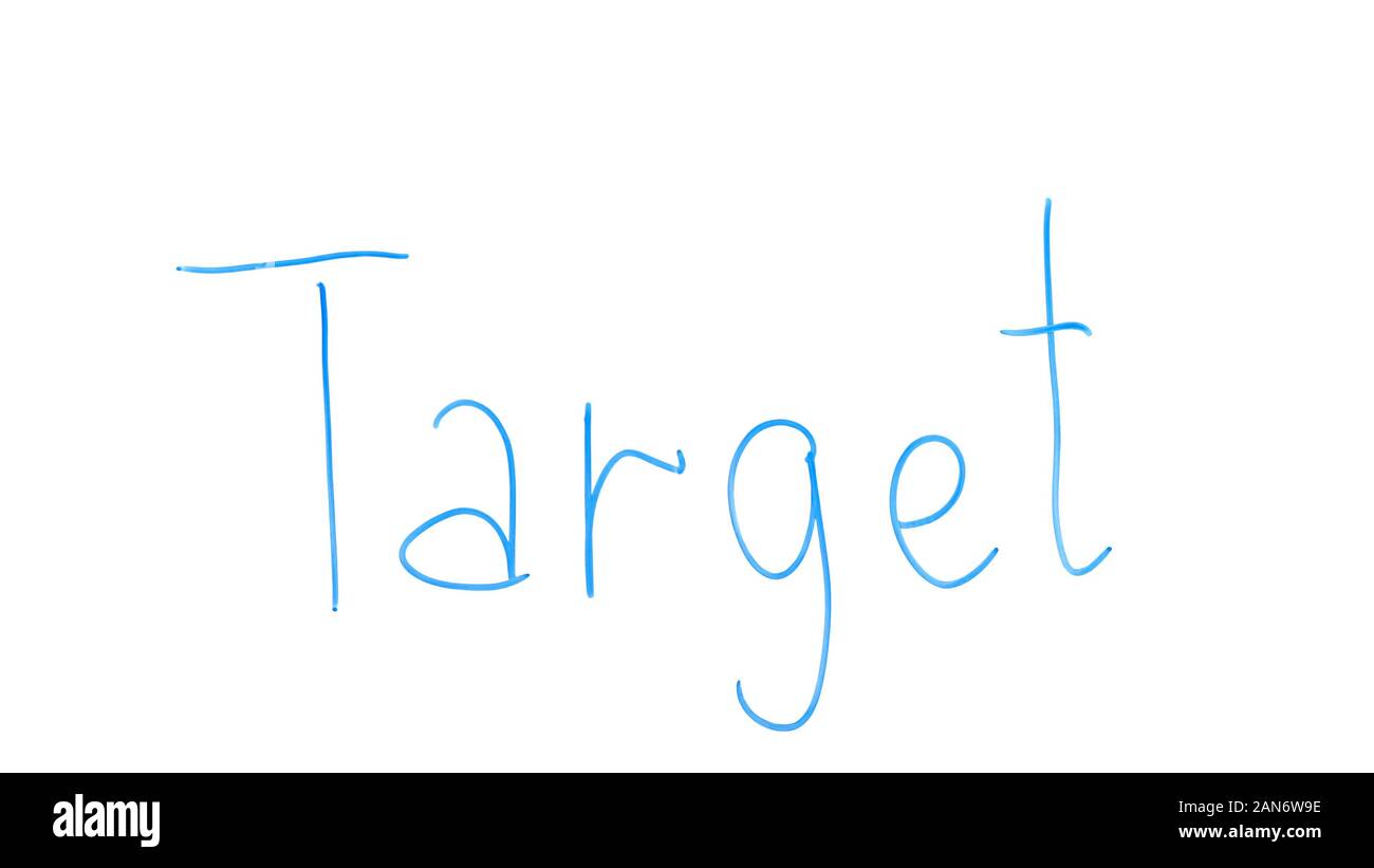 Target word written on glass, business strategy goal, annual budget ...