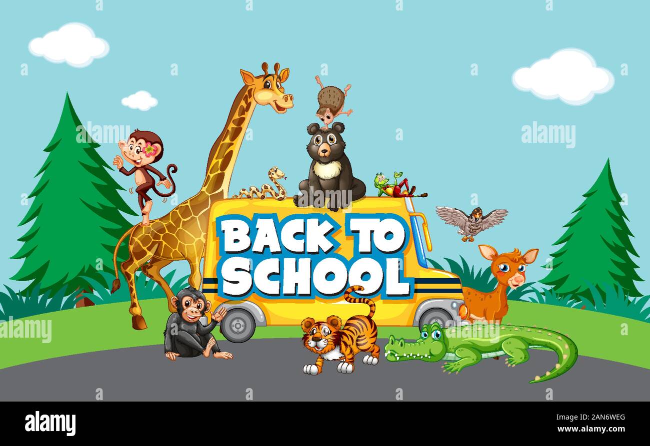 Back to school template with animals illustration Stock Vector Image ...