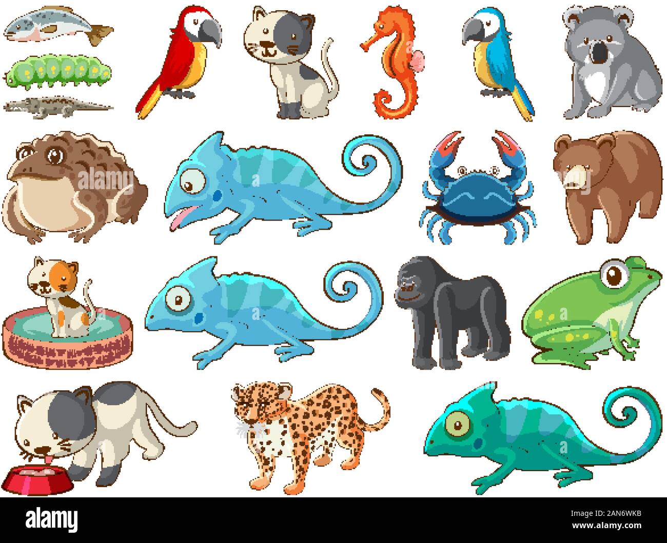 Large set of wildlife with many types of animals illustration Stock ...