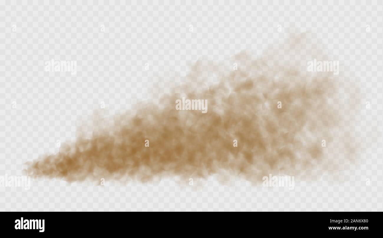 Dust cloud isolated on transparent background. Sand storm, beige powder ...