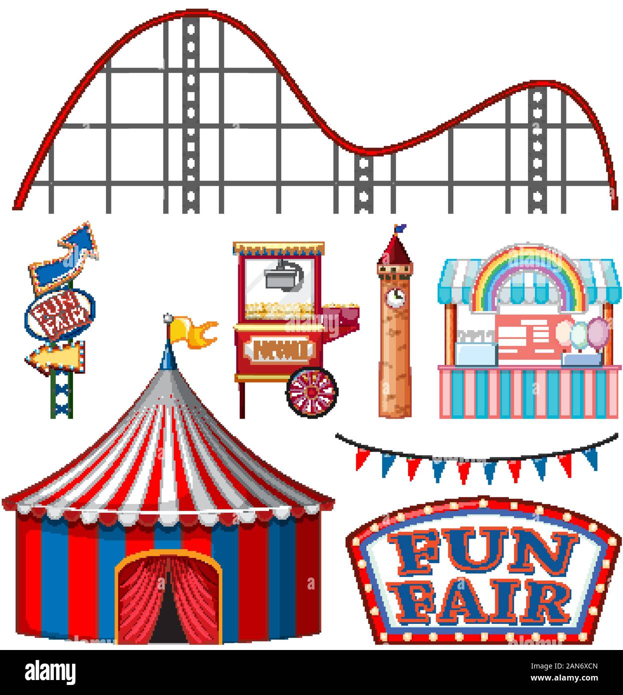 Set of circus items on white background illustration Stock Vector Image ...