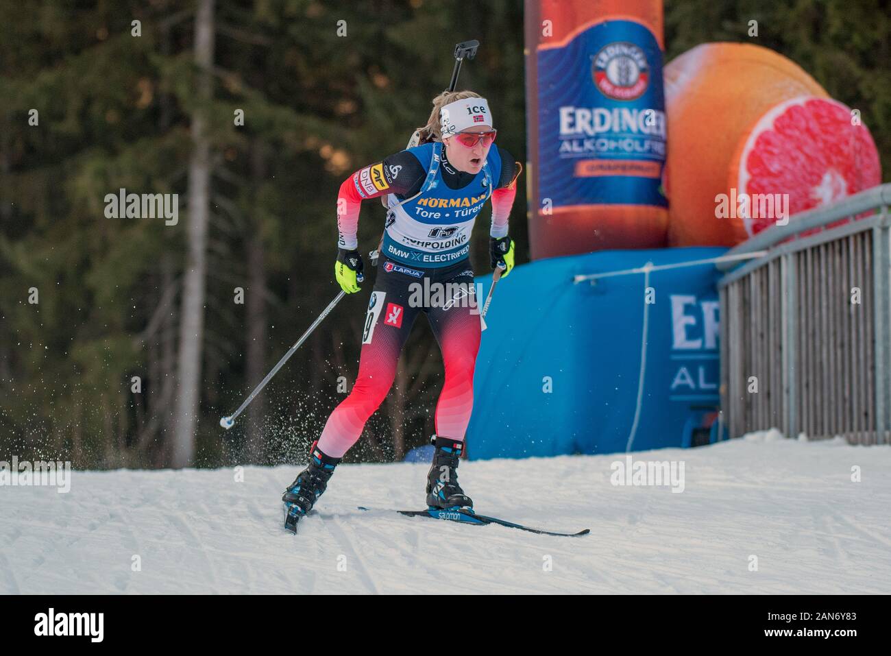 RUHPOLDING, GERMANY - JANUARY 15: Marte Olsbu Roeiseland of Norway at ...