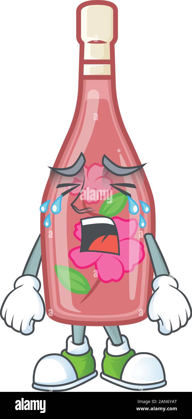 Sad of pink bottle wine cartoon mascot style Stock Vector Image & Art ...
