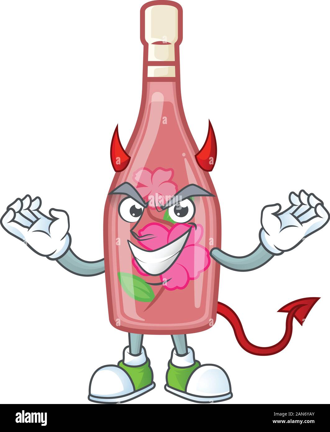 Devil pink bottle wine Cartoon character design Stock Vector Image ...