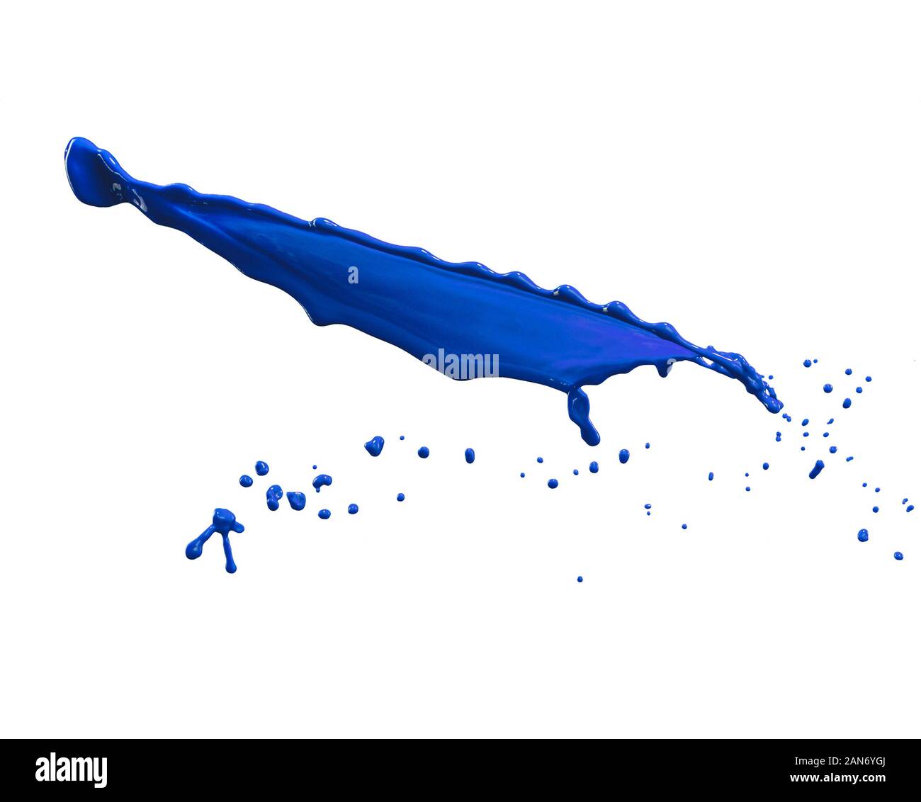 beautiful splashes of blue paint isolated on white background Stock ...
