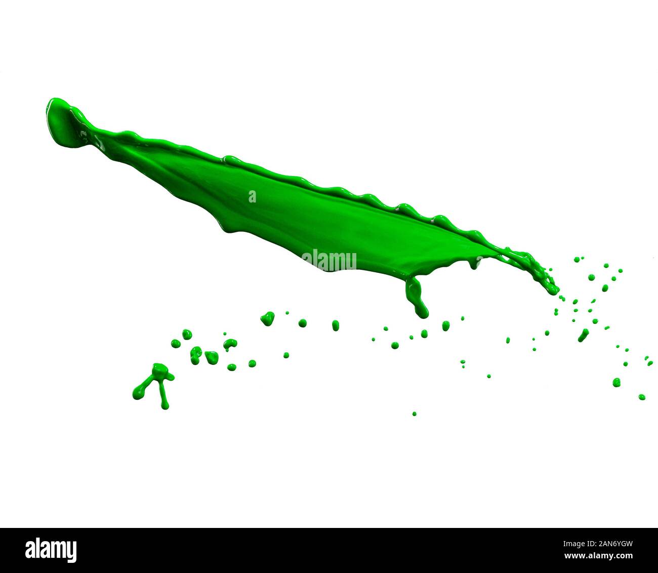 beautiful splashes of green paint isolated on white background Stock ...