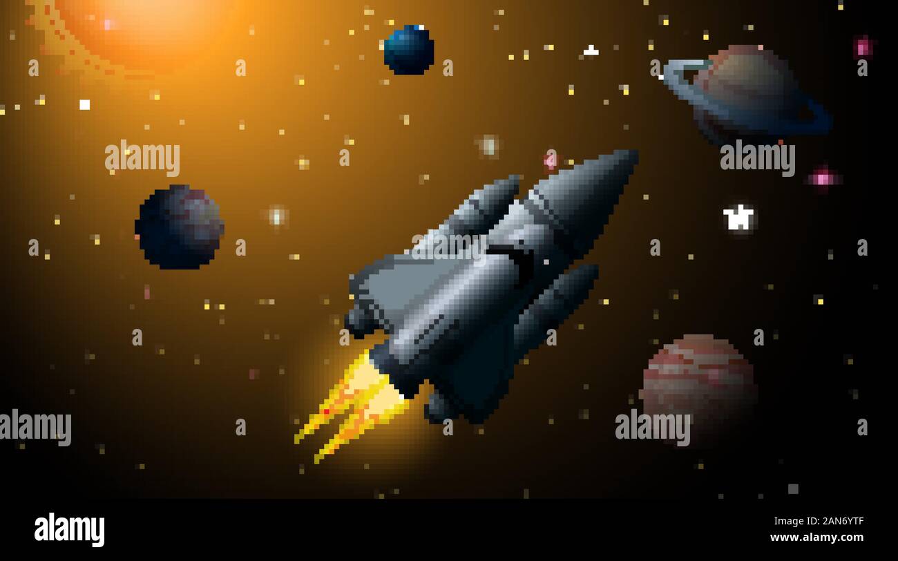 Rocket in solar system scene illustration Stock Vector Image & Art - Alamy