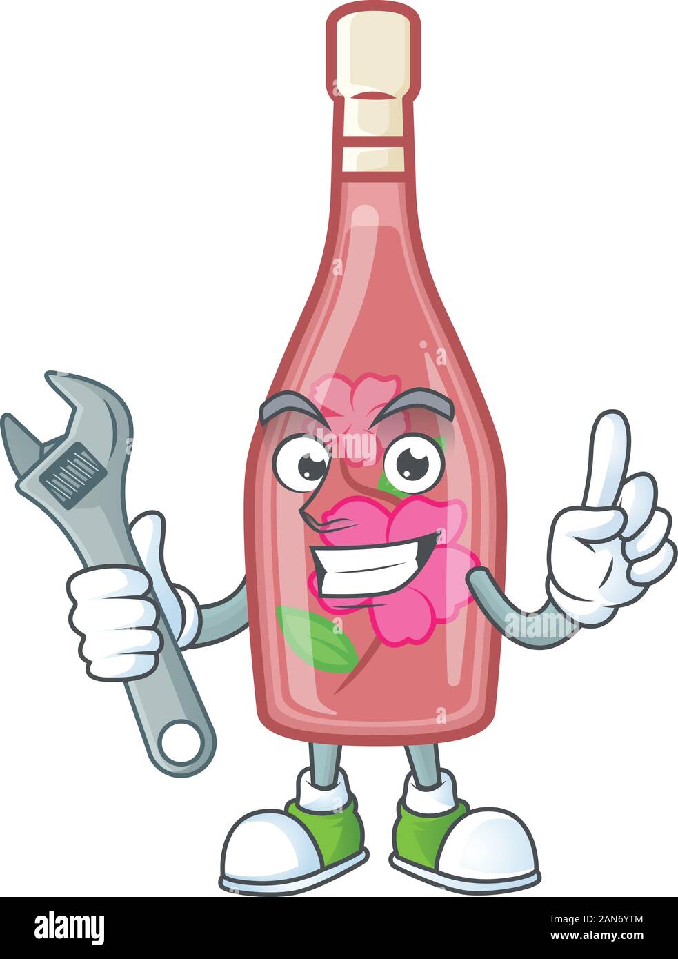 Smart Mechanic pink bottle wine cartoon character design Stock Vector ...