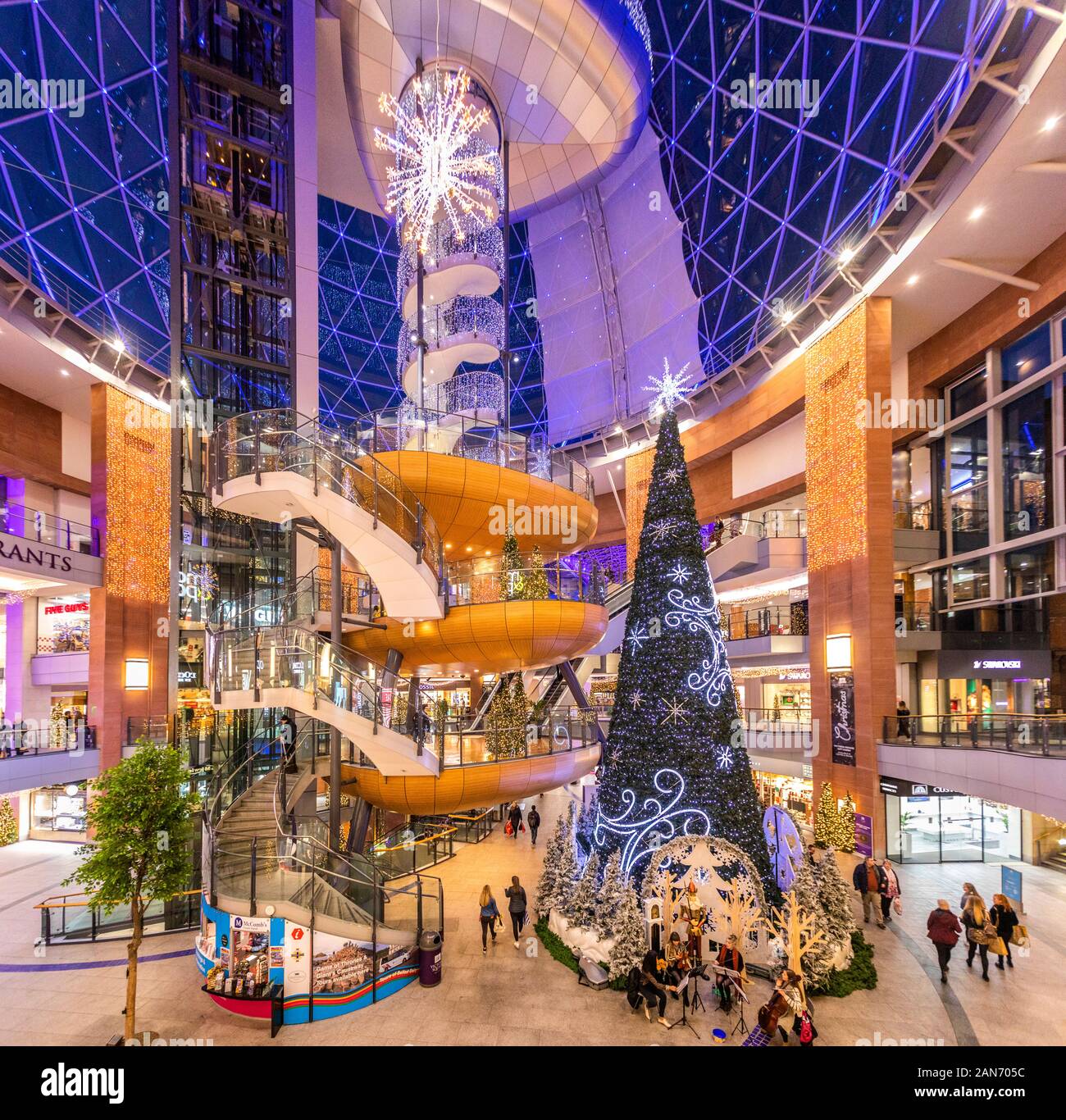 Victoria Square shopping centre at Christmas in Belfast Stock Photo - Alamy