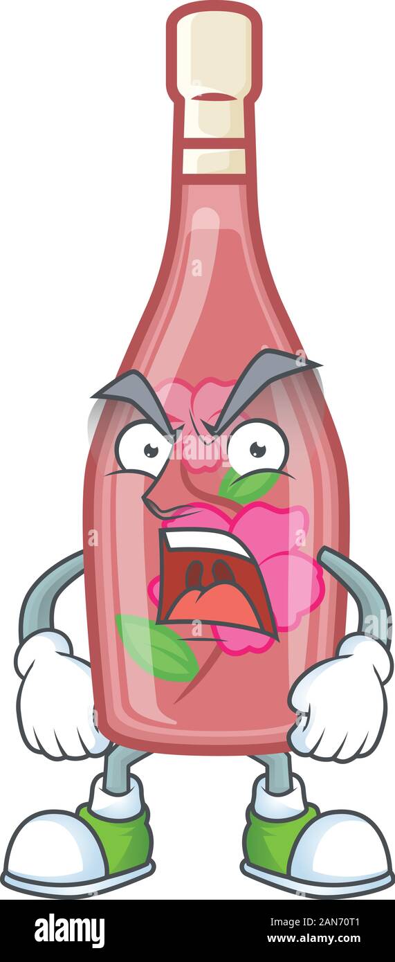 Pink bottle wine cartoon character design having angry face Stock ...