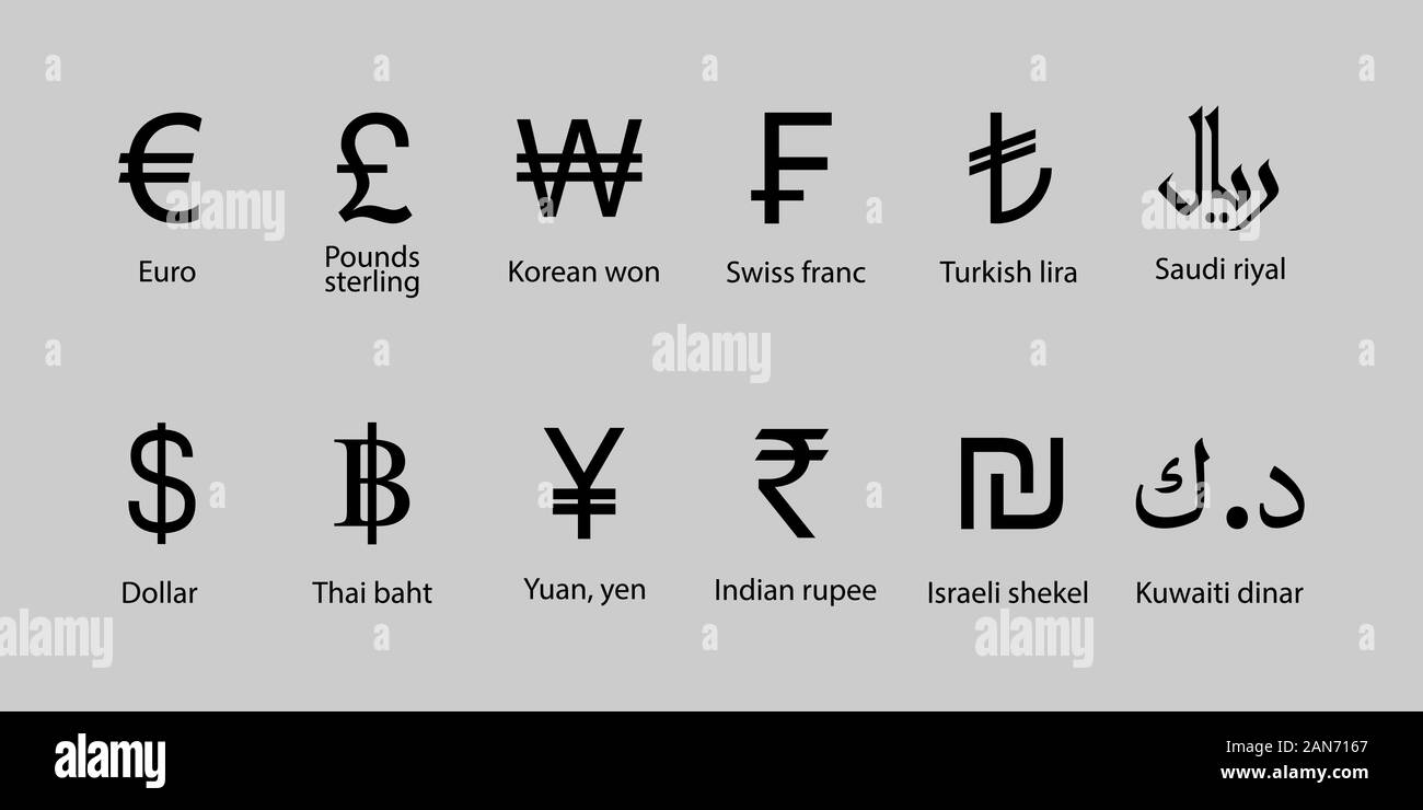 Currency, icon set. Vector illustration, flat design Stock Vector Image ...