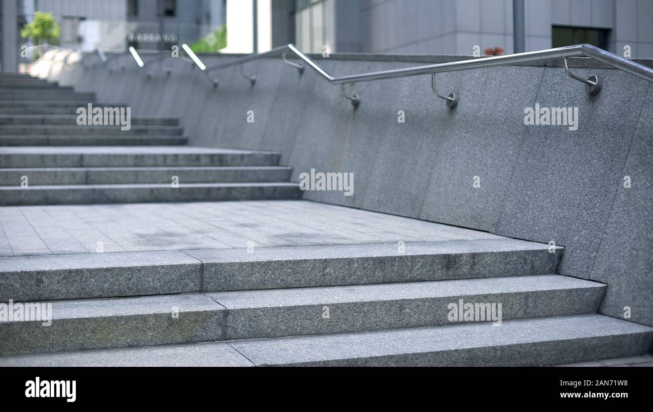 Stairs of business center, modern architecture, geometric design, way ...