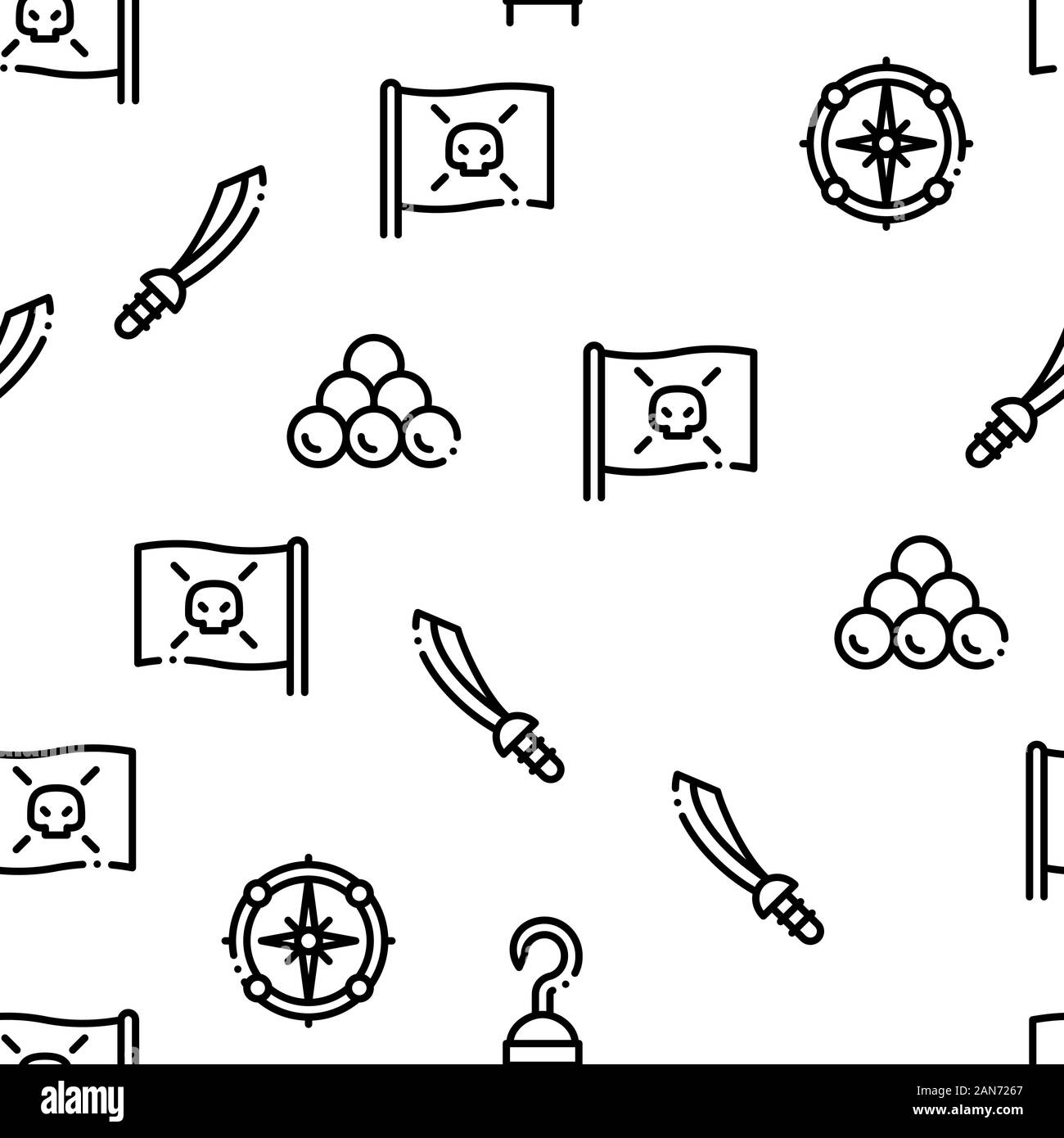 Pirate Sea Bandit Tool Seamless Pattern Vector Stock Vector Image & Art ...