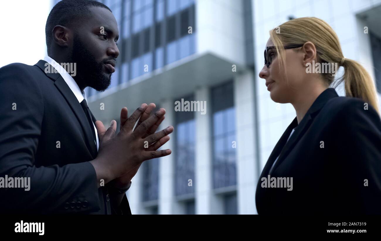 Disappointed female boss dissatisfied with employee low-skilled work ...