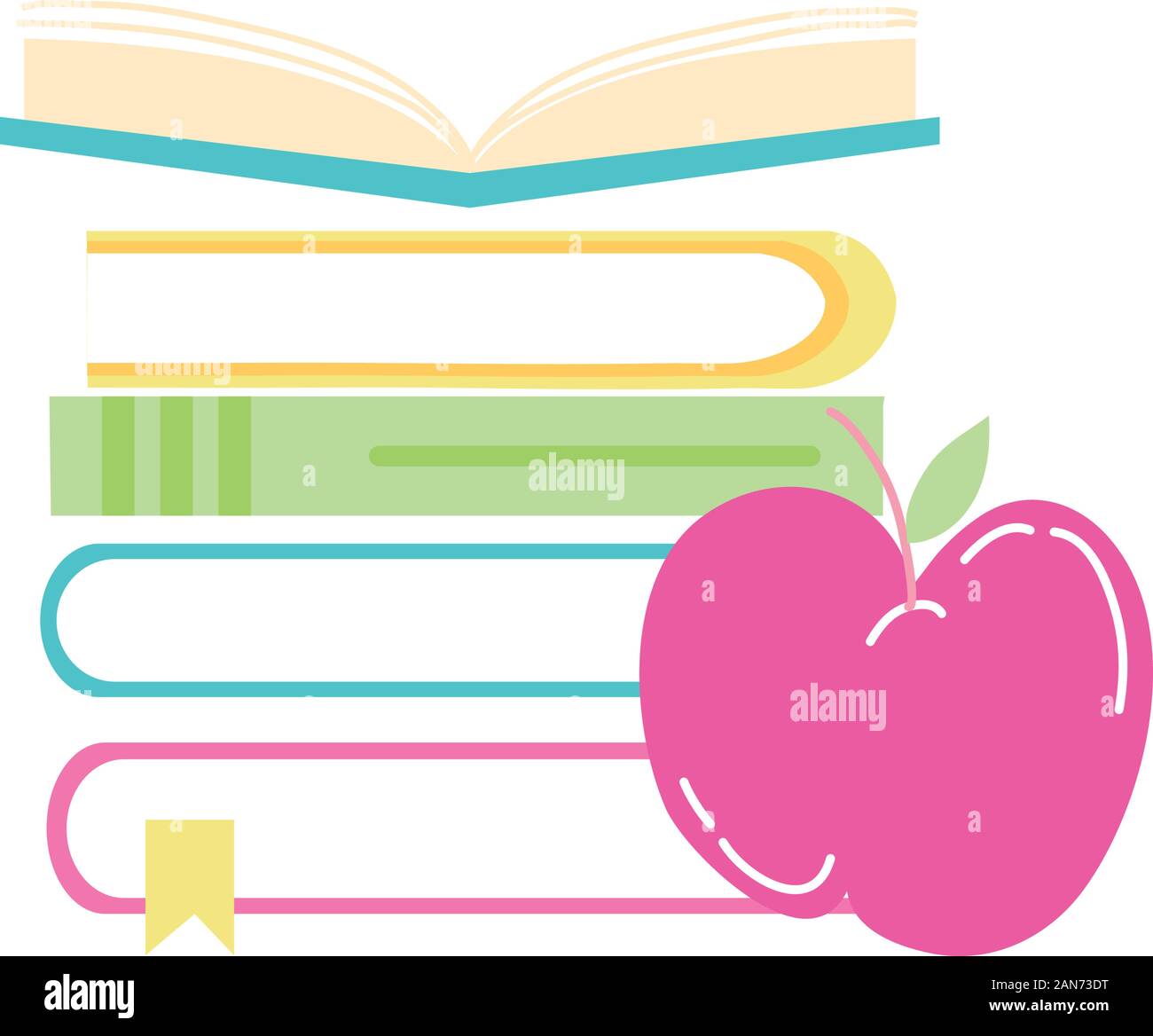 school pile text books with apple Stock Vector Image & Art - Alamy