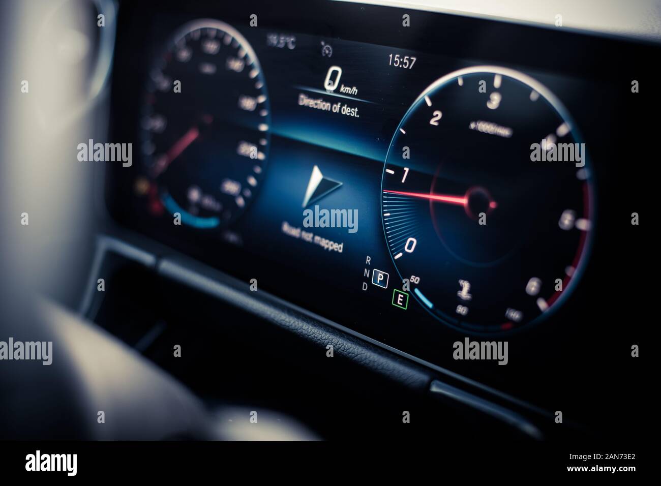 Close up shot with the digital dashboard of a car Stock Photo - Alamy