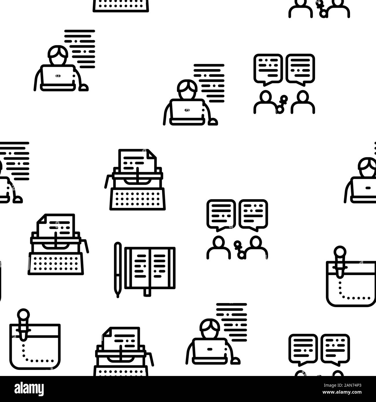 Journalist Reporter Seamless Pattern Vector Stock Vector Image & Art ...