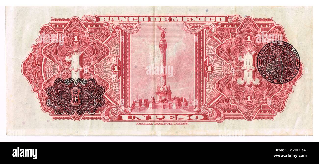 Old Mexican banknote, One Peso, Mexico Stock Photo - Alamy