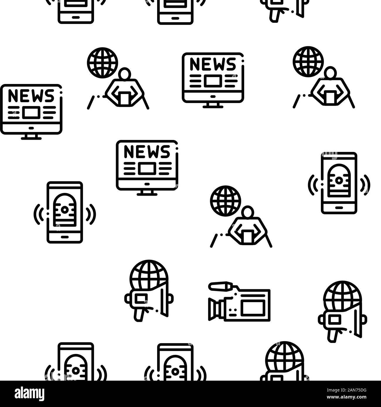Journalist Reporter Seamless Pattern Vector Stock Vector Image & Art ...