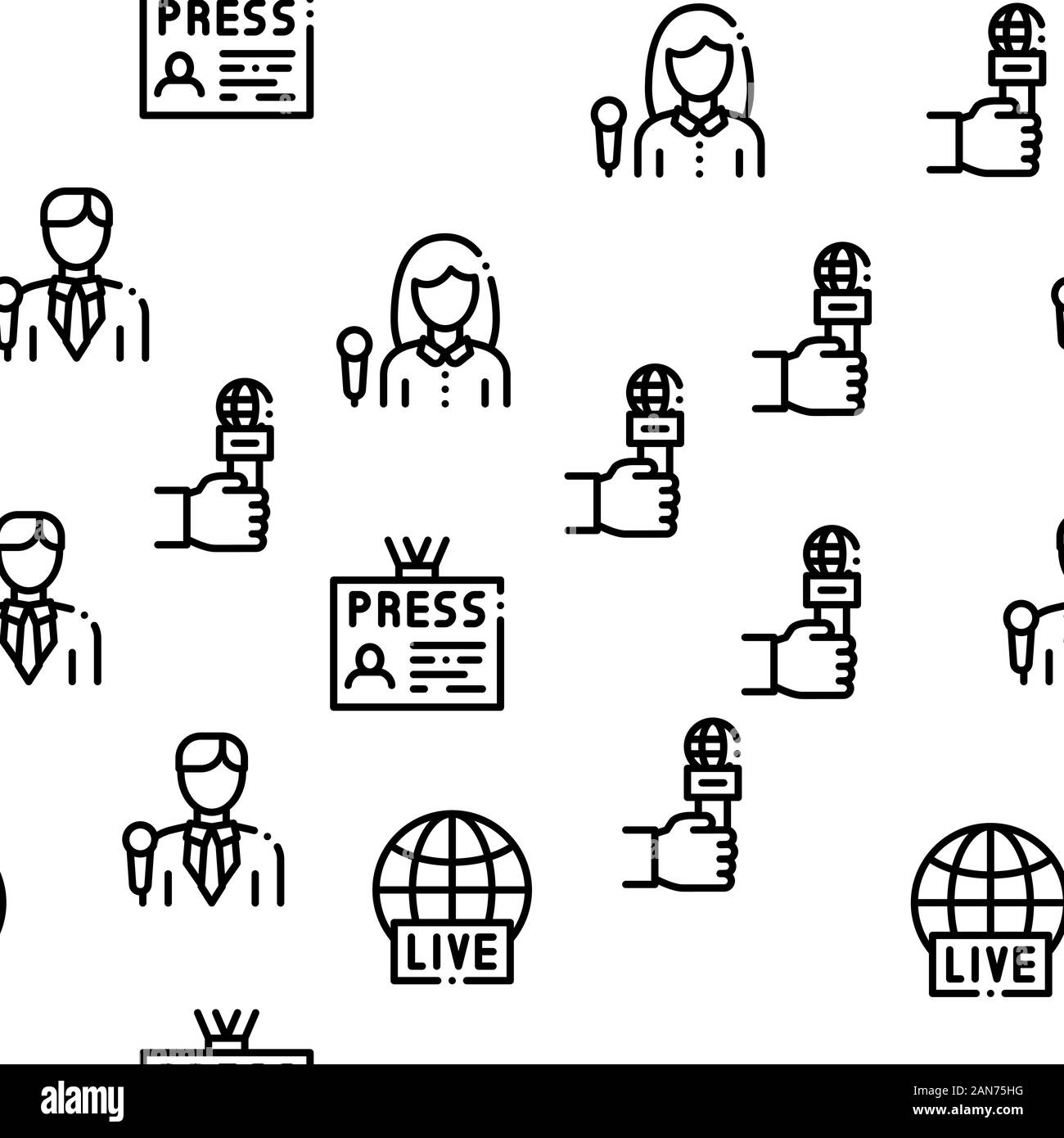 Journalist Reporter Seamless Pattern Vector Stock Vector Image & Art ...