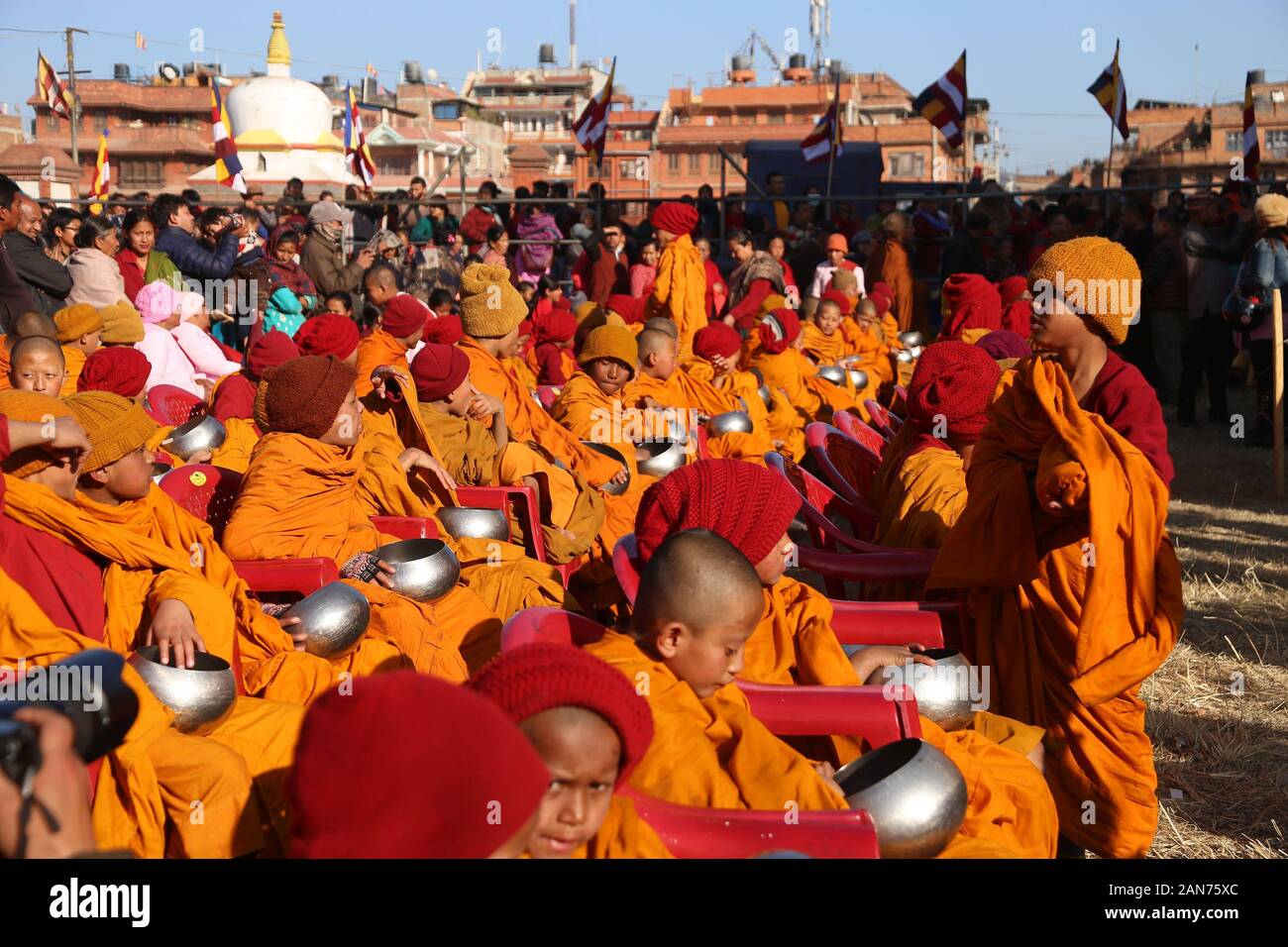 Bhaktapur, Nepal. 15th Jan, 2020. Buddhist monks participated during ...