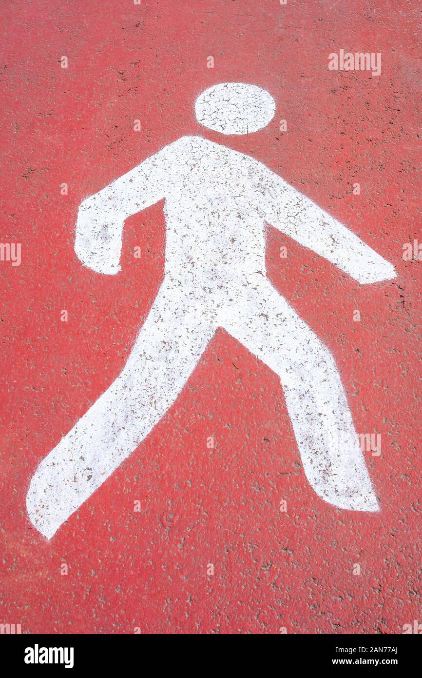Pedestrian sign on ground hi-res stock photography and images - Alamy
