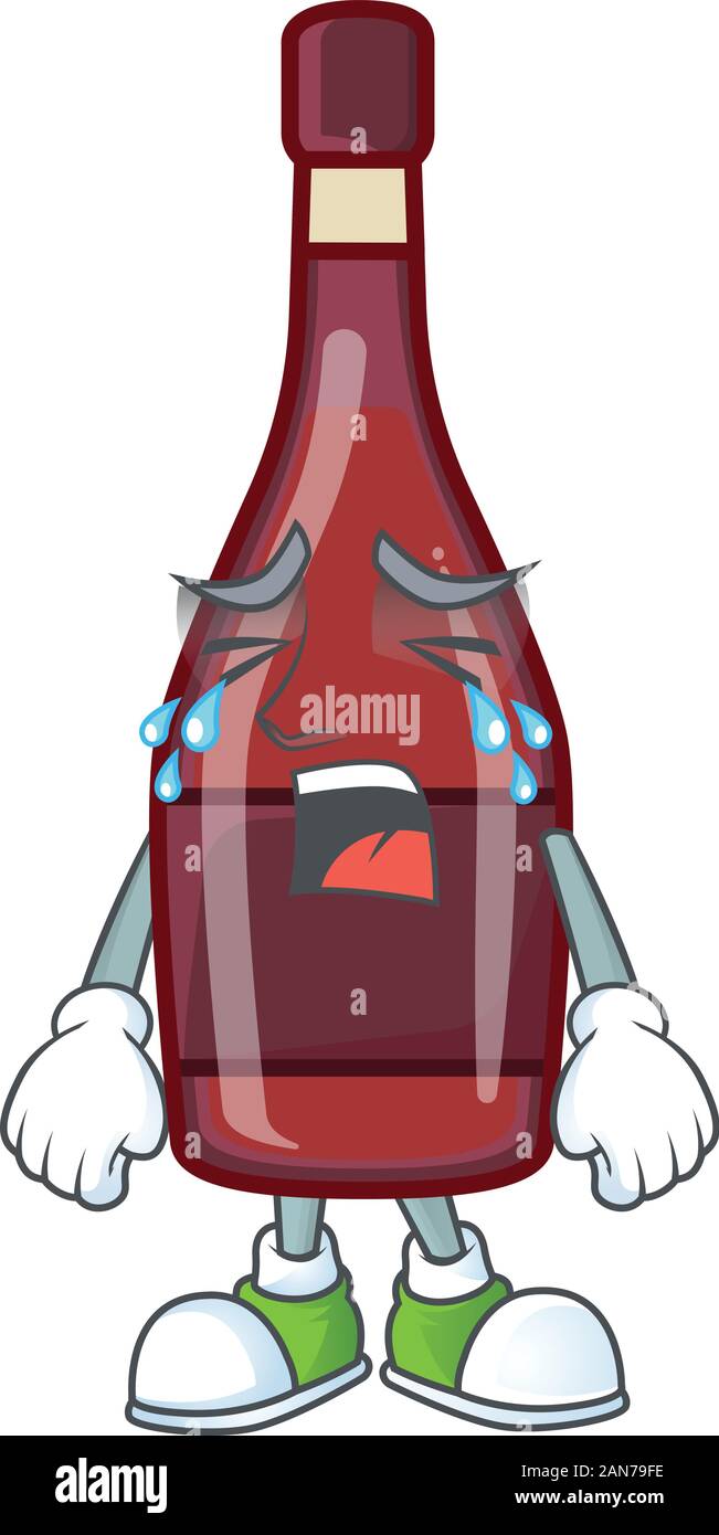 Sad of red bottle wine cartoon mascot style Stock Vector Image & Art ...