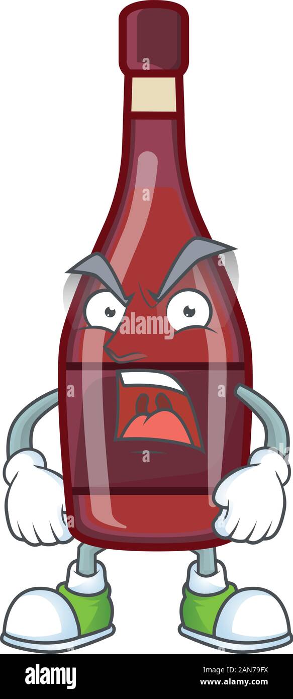 Red bottle wine cartoon character design having angry face Stock Vector ...
