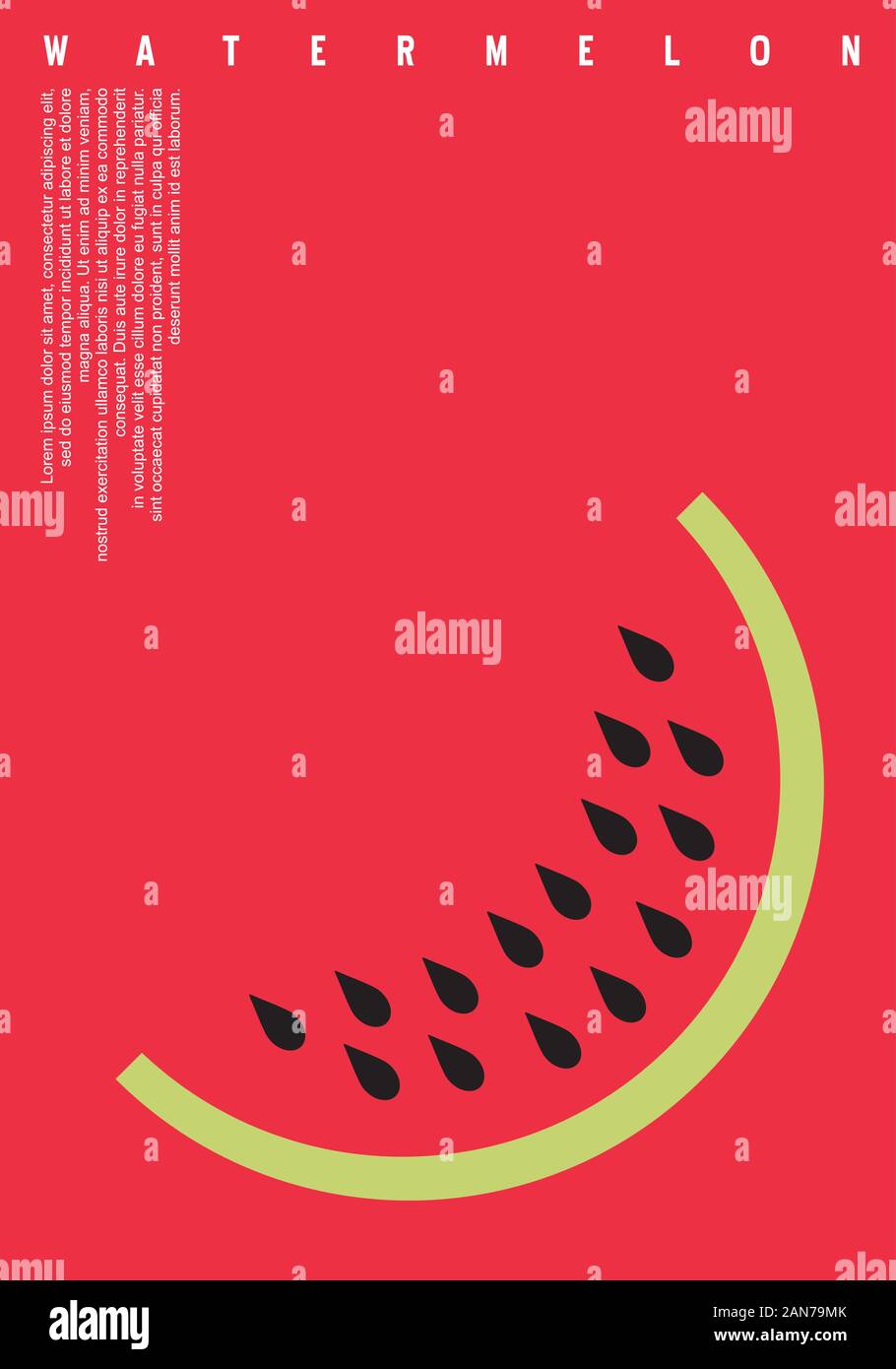 Watermelon minimalists banner design. Fruit poster abstract background ...