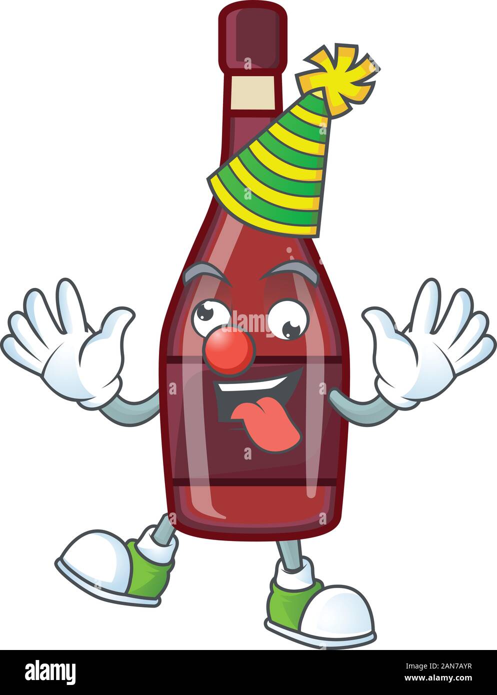 Funny Clown red bottle wine cartoon character mascot design Stock ...