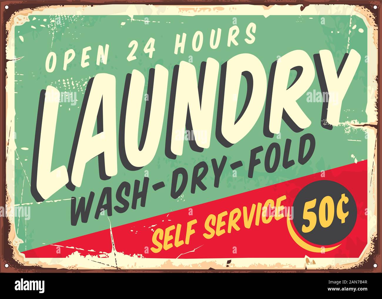 Laundry fifties comic style retro sign banner. Washing clothes ...